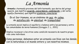 Armonía del Ser Humano con la Creación con otros seres humanos las ...