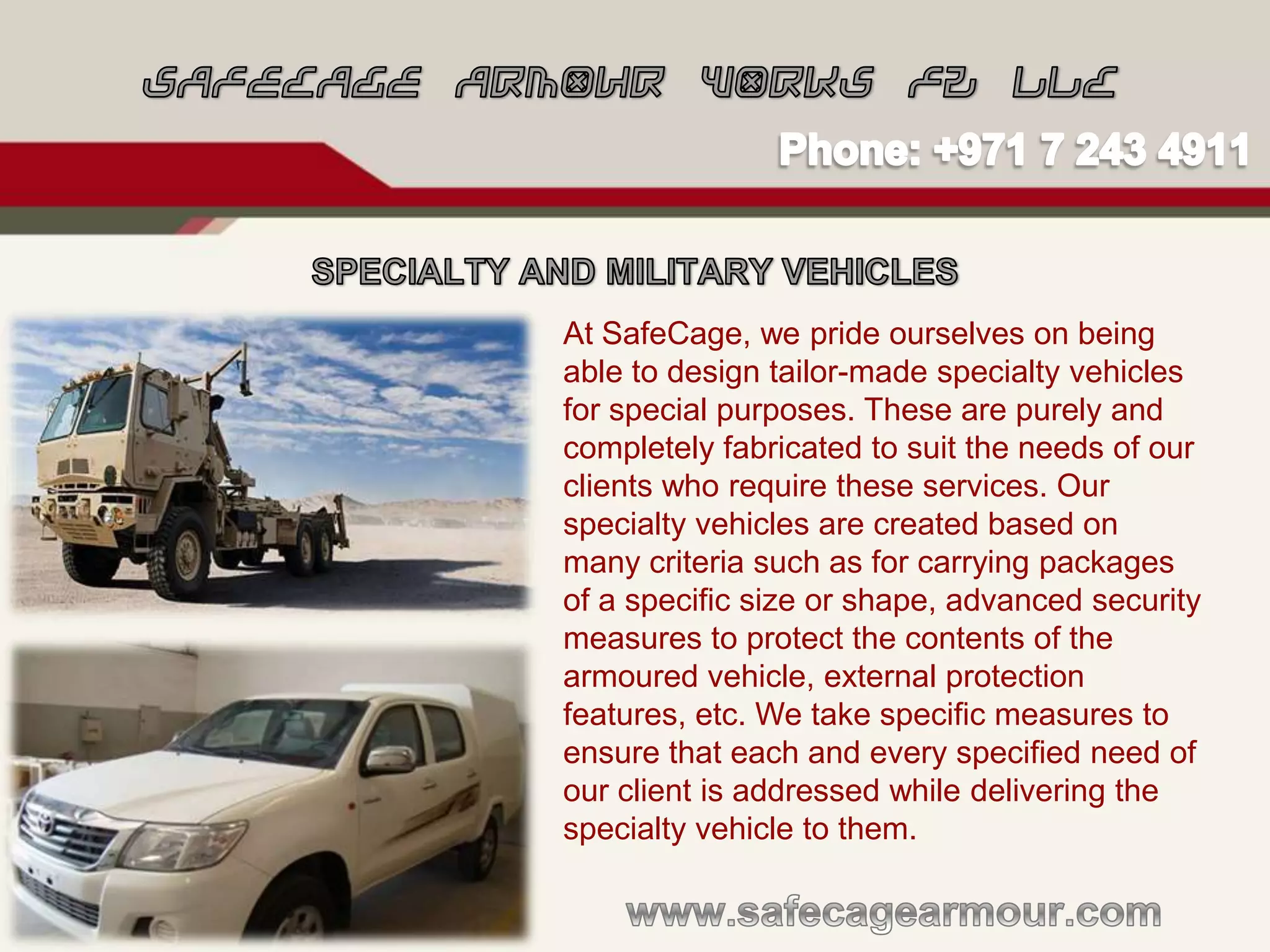 Armoured Cars - SafeCage Armour Works FZ LLC | PPTX