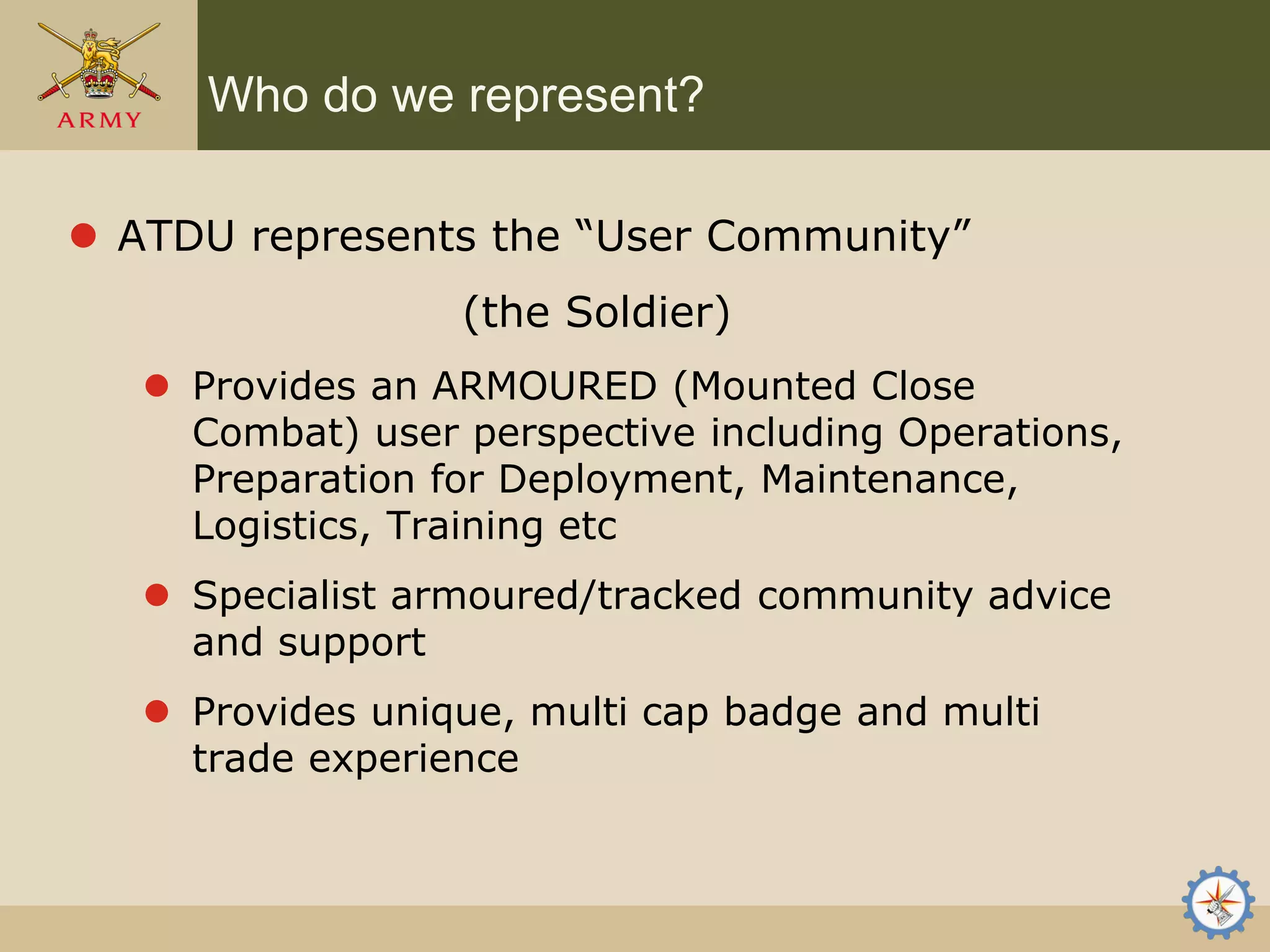 13 January 2015: Armoured Trials and Development Unit | PPT