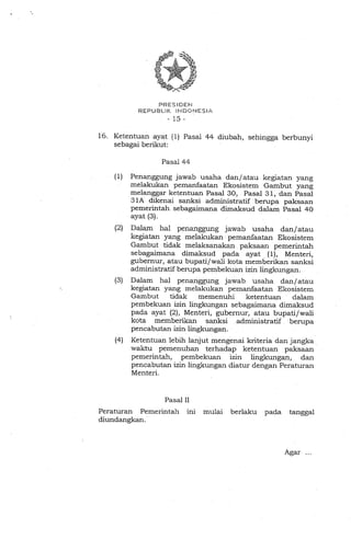 PP 57 Tahun 2016: Perubahan PP 71/2014 Perlindungan dan Pengelolaan ...