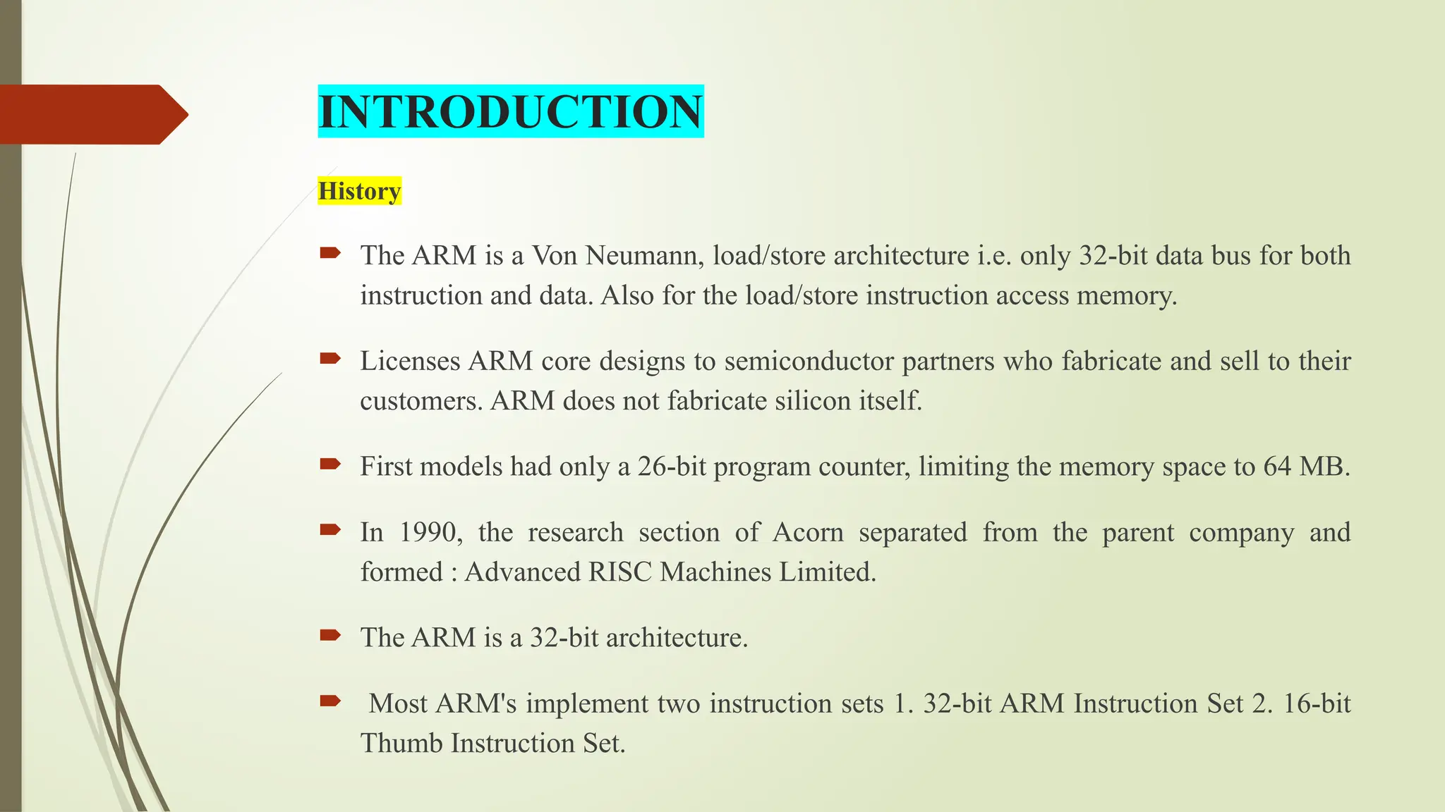 ARM Processor.pptxARM machines have a 32-bit Reduced Instruction Set Computer (RISC) Load Store ...