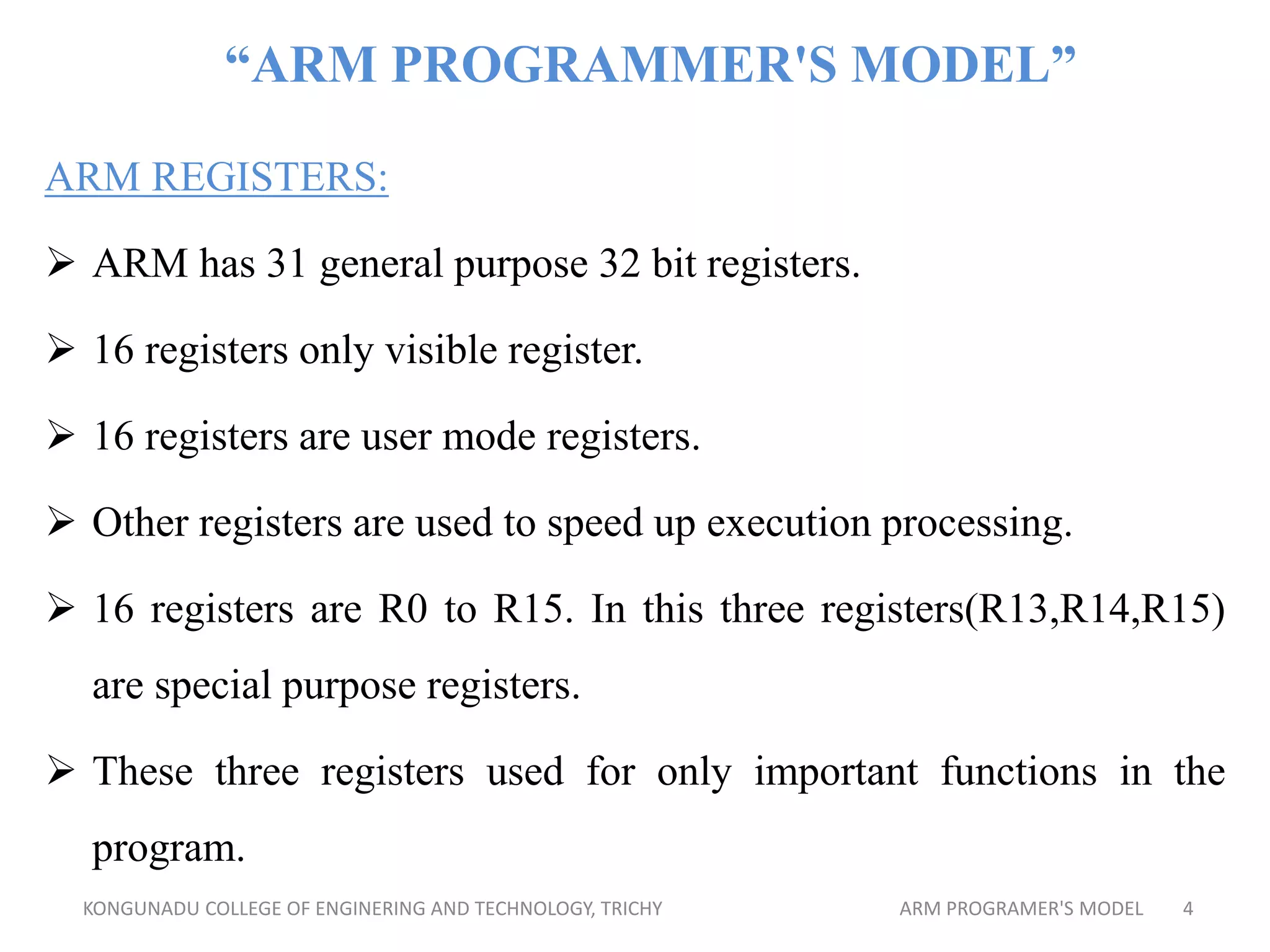 Arm programmer's model | PPTX