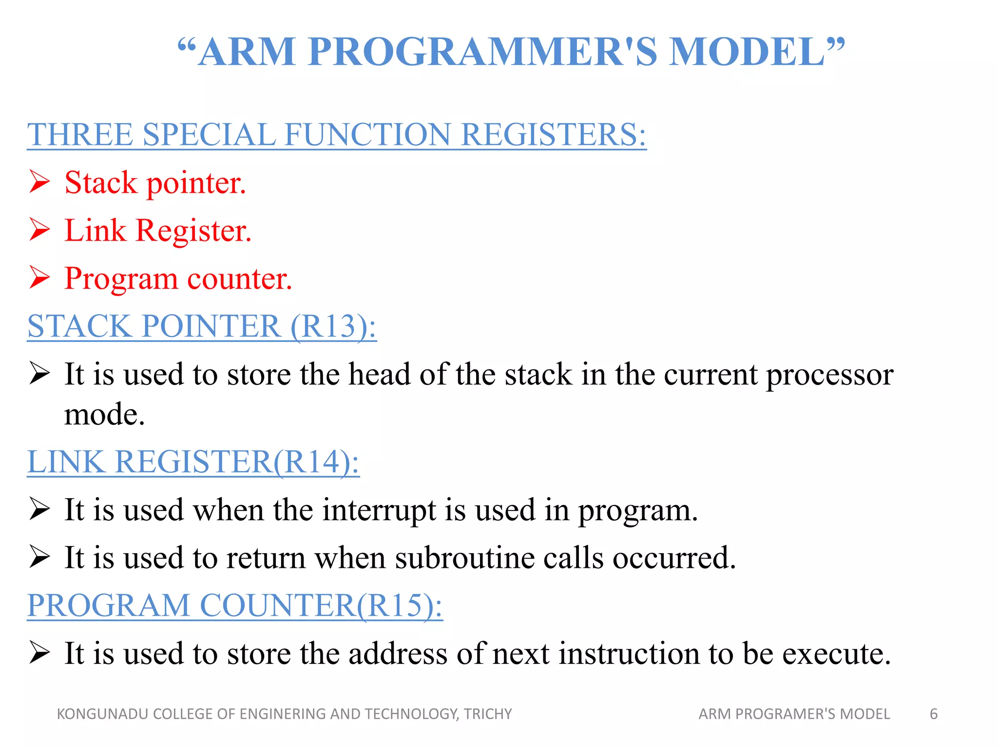 Arm programmer's model | PPTX