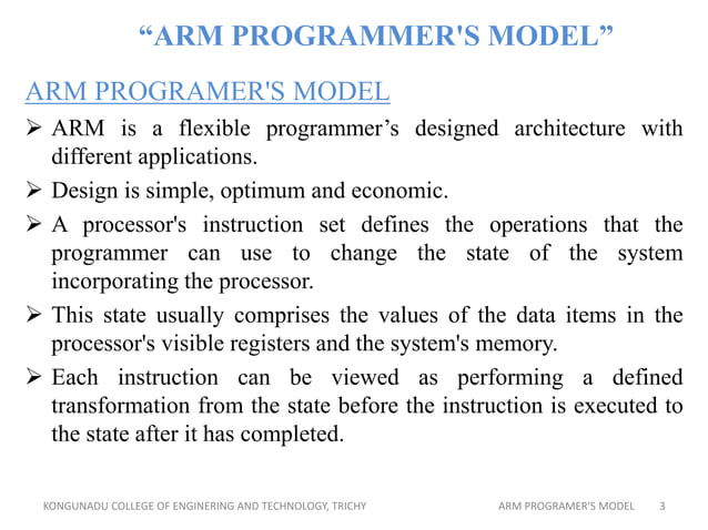 Arm programmer's model | PPTX