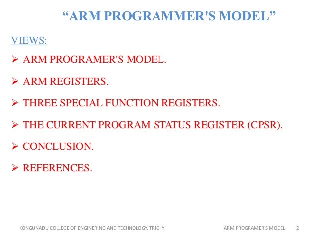 Arm programmer's model
