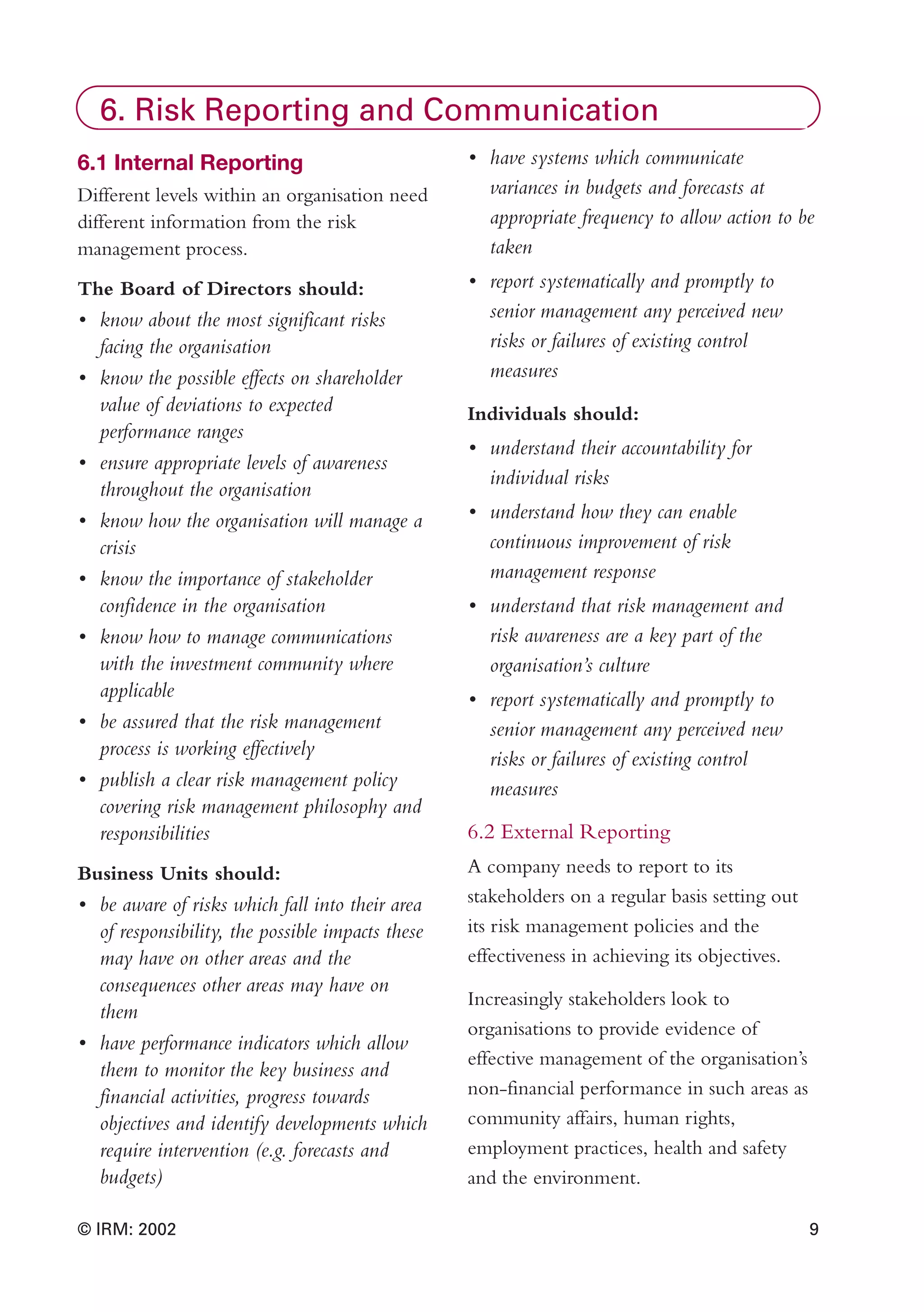 The IRM India- A Risk Management Standard | PDF