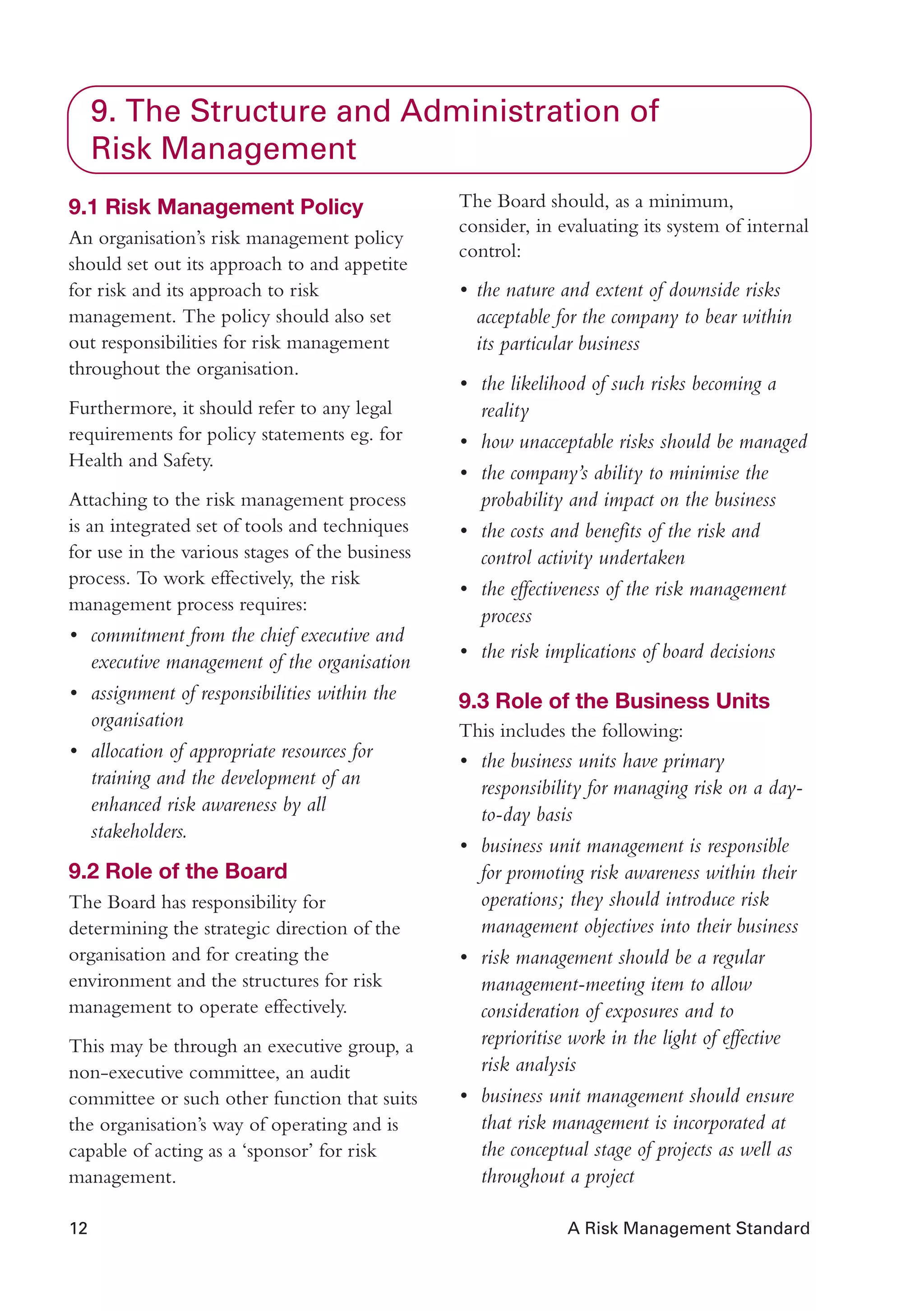 The IRM India- A Risk Management Standard | PDF
