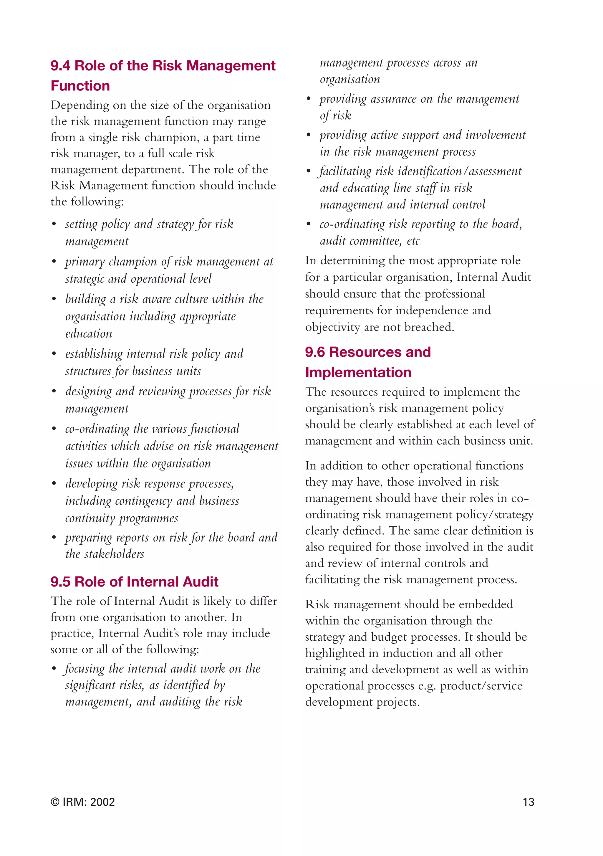 The IRM India- A Risk Management Standard | PDF