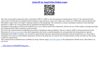 Arms Of An Angel Ethos Pathos Logos | PPT