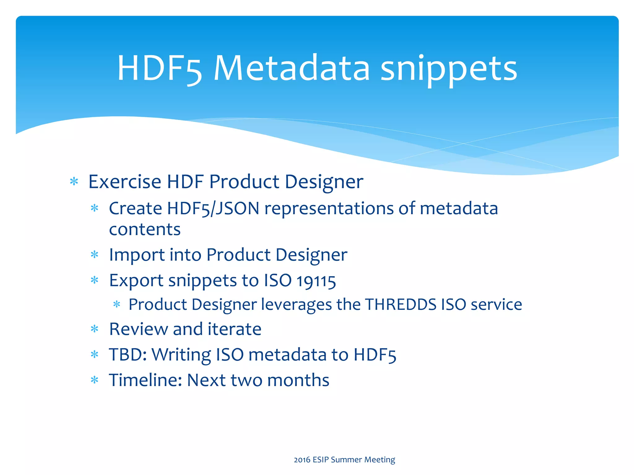 Pilot Project for HDF5 Metadata Structures for SWOT | PPT