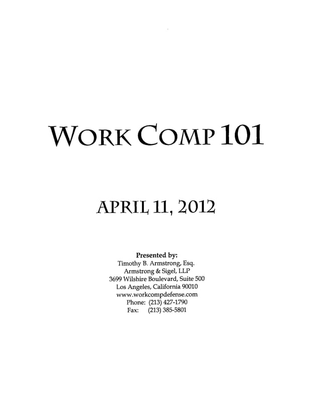 Workers Compensation 101 | PDF