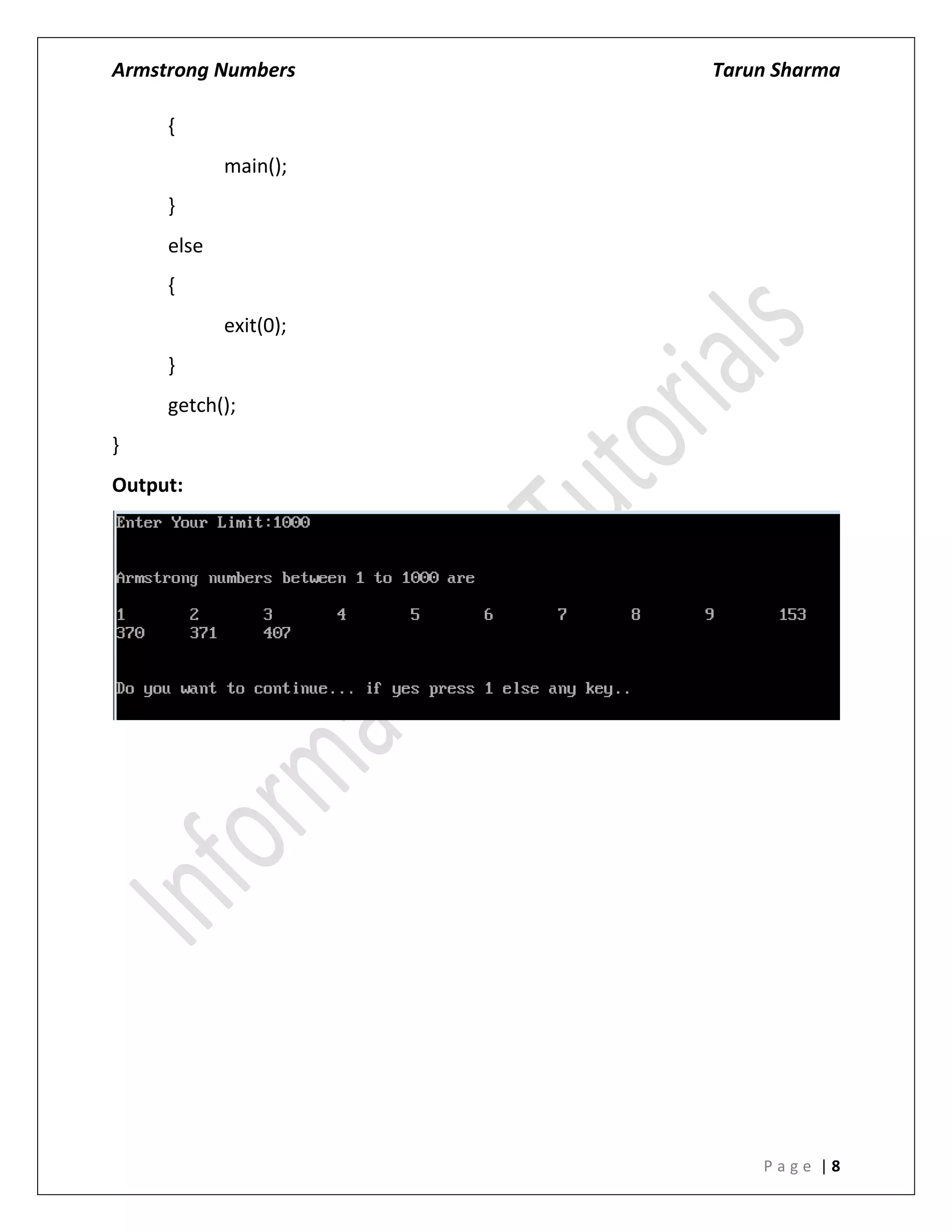 Armstrong numbers | PDF