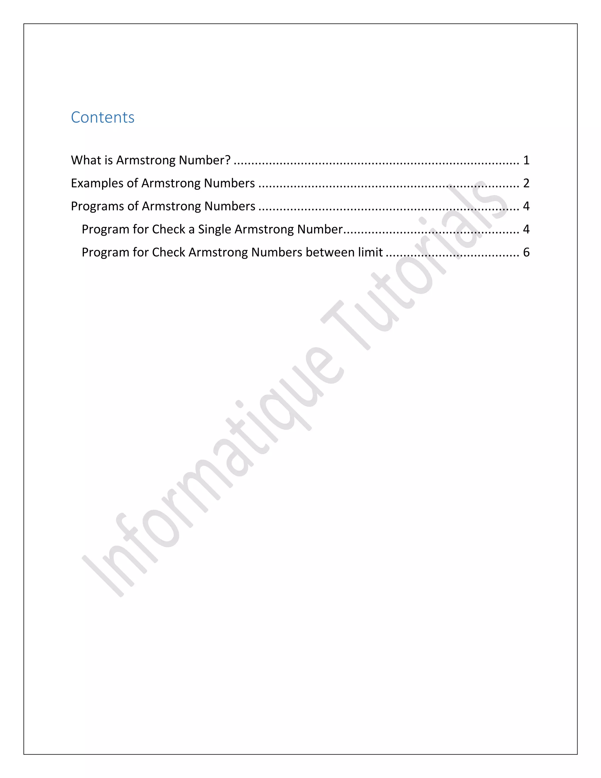 Armstrong numbers | PDF