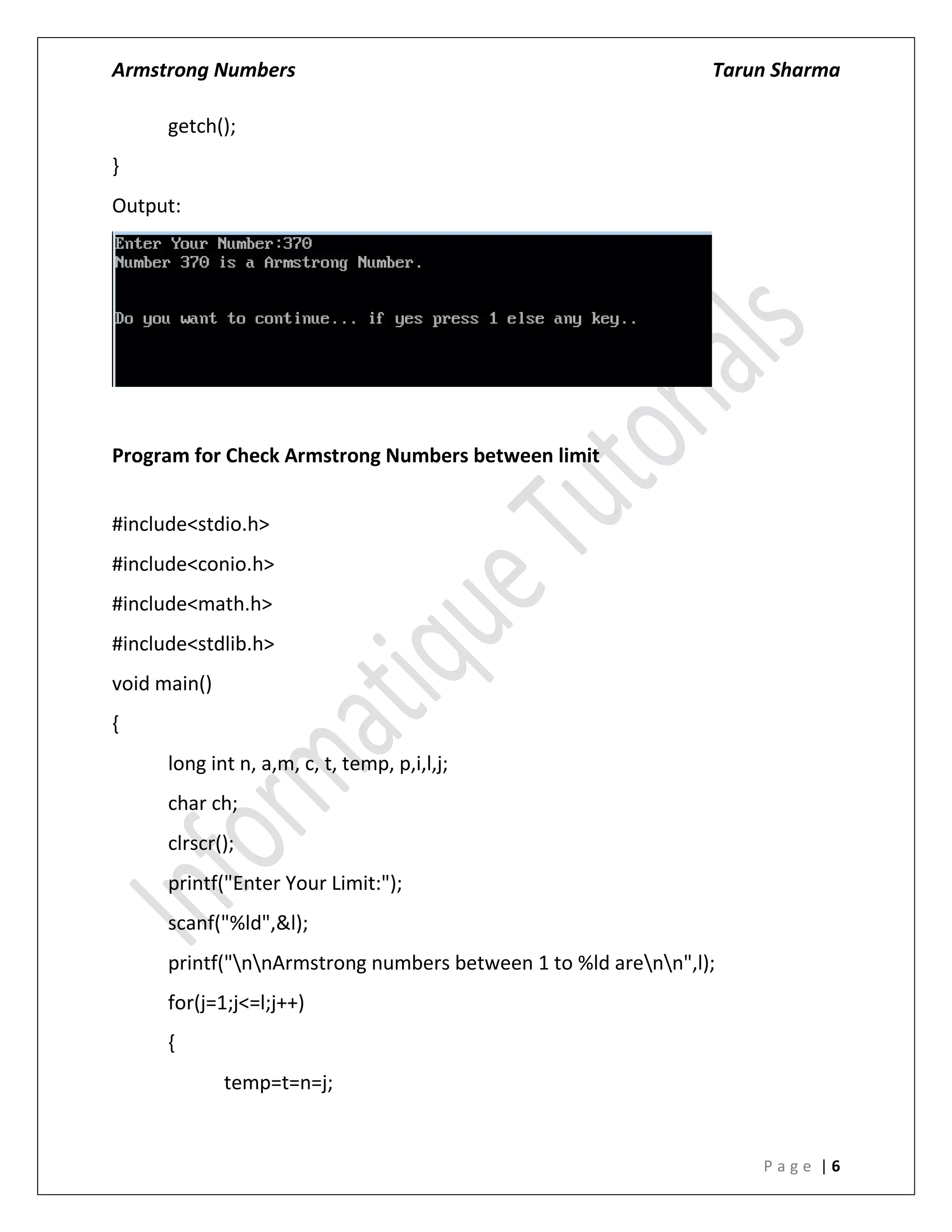Armstrong numbers | PDF