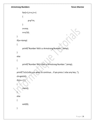 Armstrong numbers | PDF