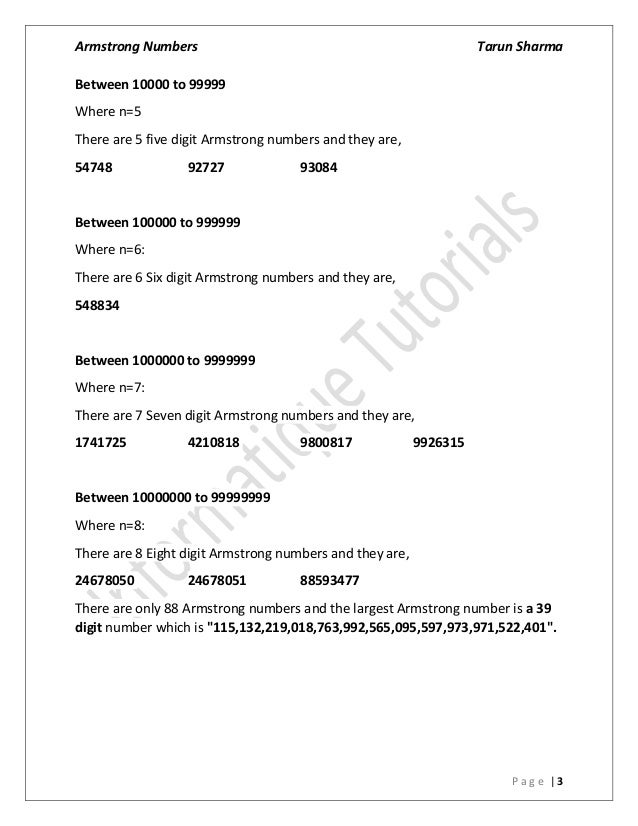 Armstrong Numbers