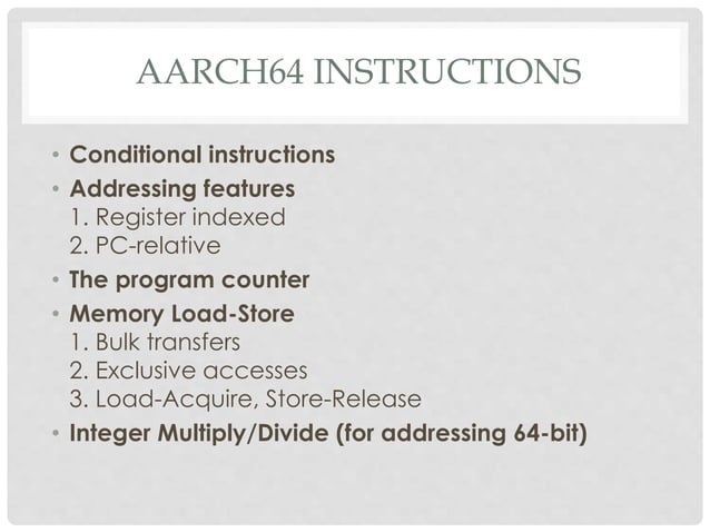 Arm V8 Instruction Overview Android 64 Bit Briefing Ppt