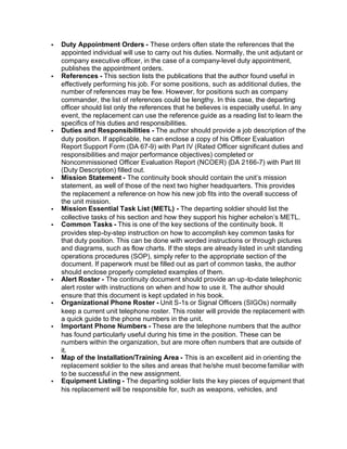 Army continuity-book | PDF