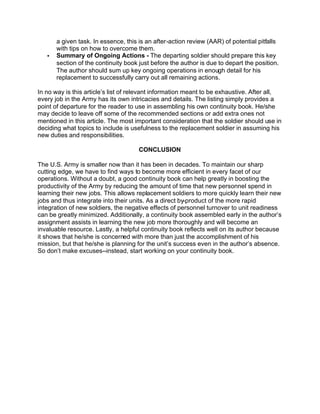 Army continuity-book | PDF