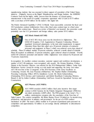 Army Contracting Command’s FY14 Major Accomplishments | DOCX