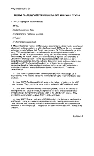 Comprehensive Soldier and Family Fitness Directive | PDF