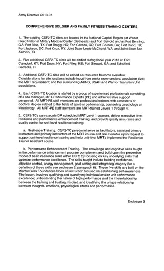 Comprehensive Soldier and Family Fitness Directive | PDF