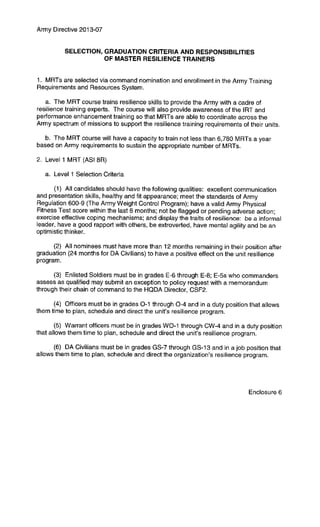 Comprehensive Soldier and Family Fitness Directive | PDF