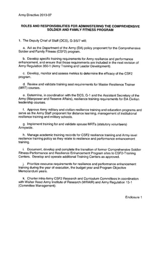 Comprehensive Soldier and Family Fitness Directive | PDF