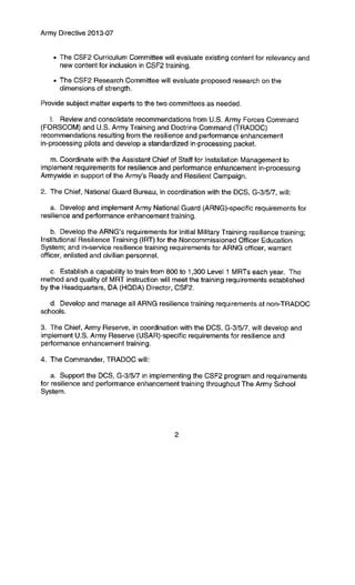 Comprehensive Soldier and Family Fitness Directive | PDF