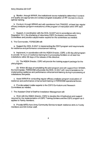 Comprehensive Soldier and Family Fitness Directive | PDF