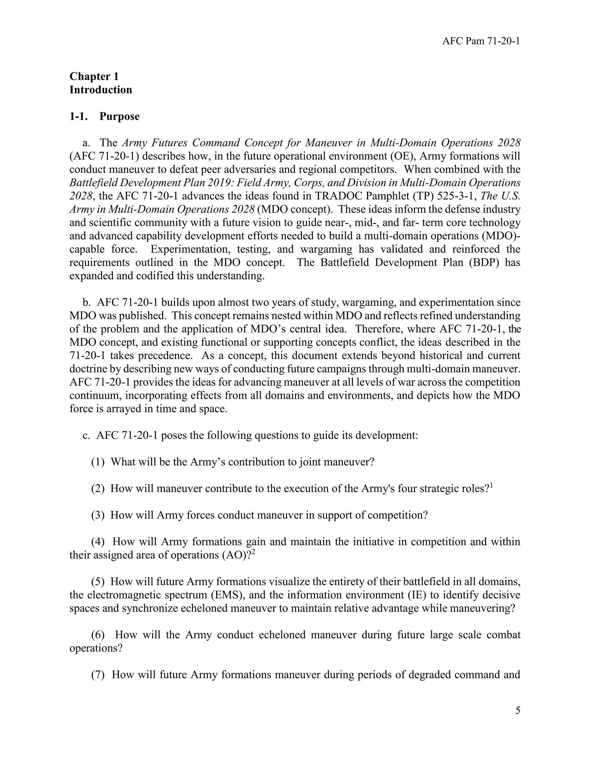Army Futures Command Concept for Maneuver in Multi Domain Operations ...