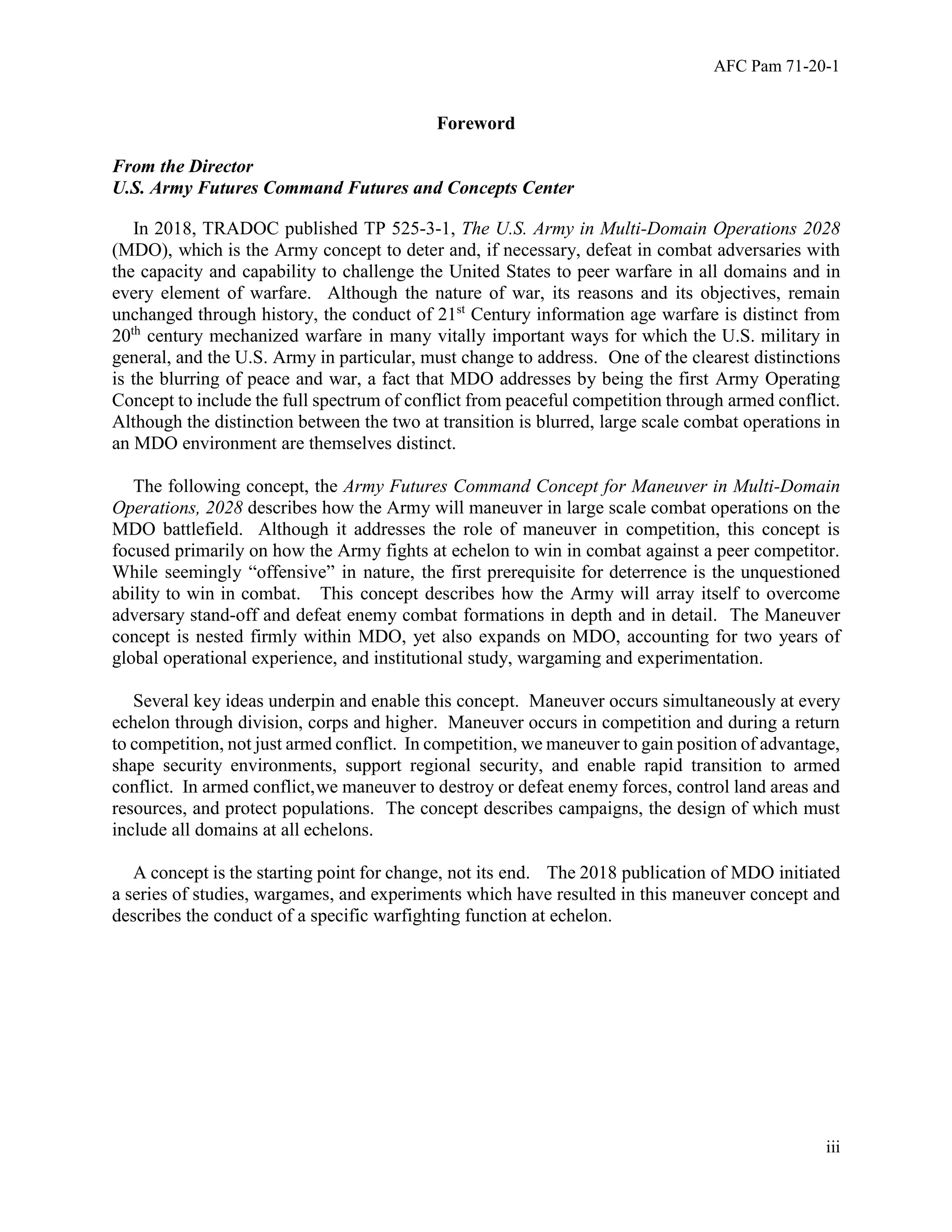 Army Futures Command Concept for Maneuver in Multi Domain Operations ...