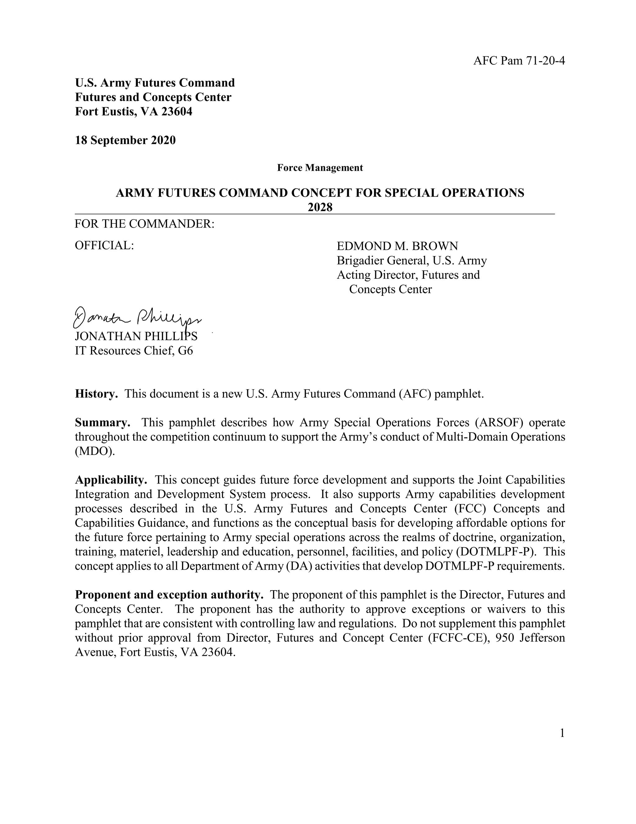 Army Futures Command Concept for Special Operations 2028 | PDF