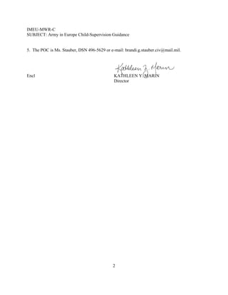 Army in Europe Child Supervision Guidance Memo | PDF