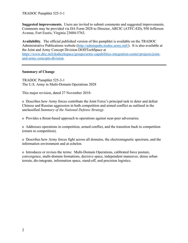 Army in multi domain operations 2028 | PDF | Defense Industry | Industries