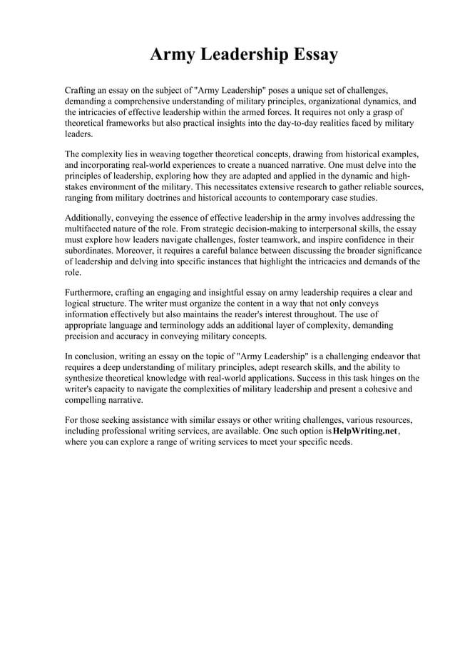 Army Leadership Essay | PDF