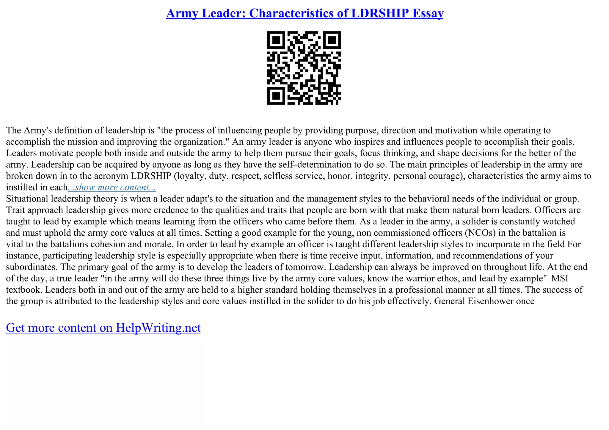Army Leadership Levels | PDF