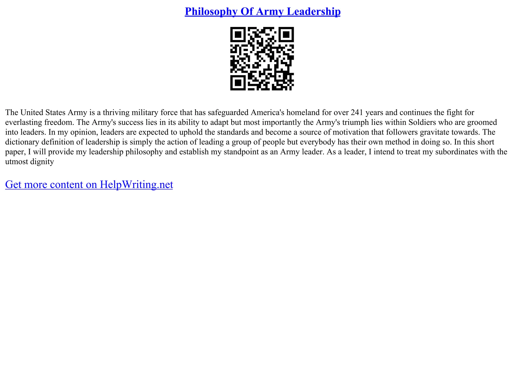 Army Leadership Levels | PDF
