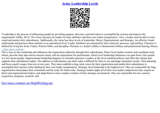 Army Leadership Levels | PDF
