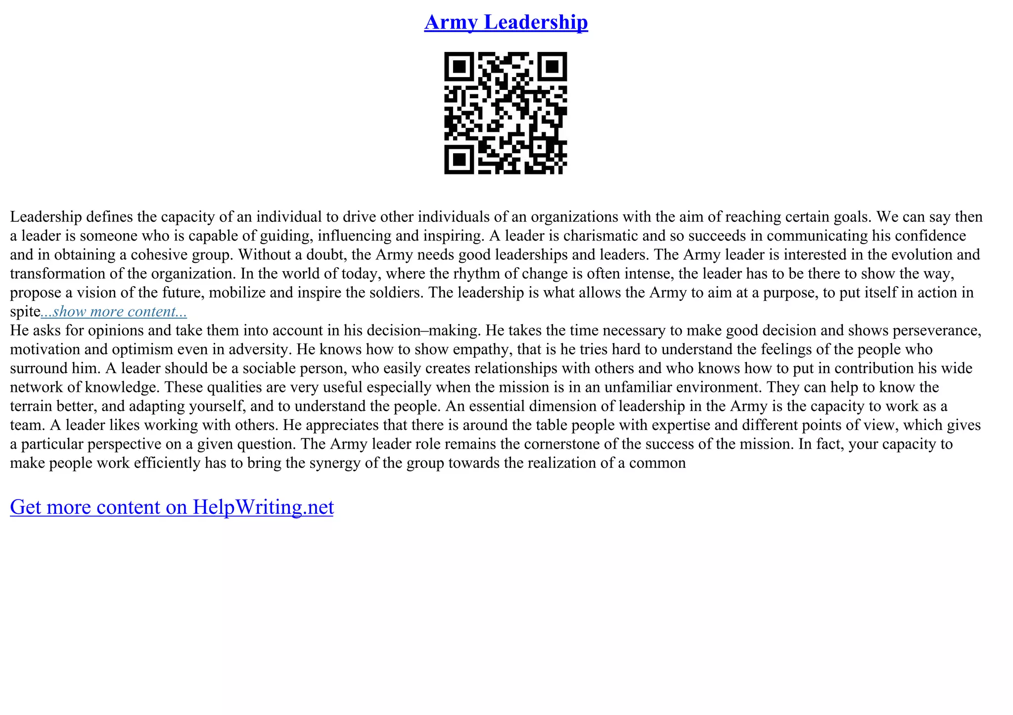 Army Leadership Styles | PDF