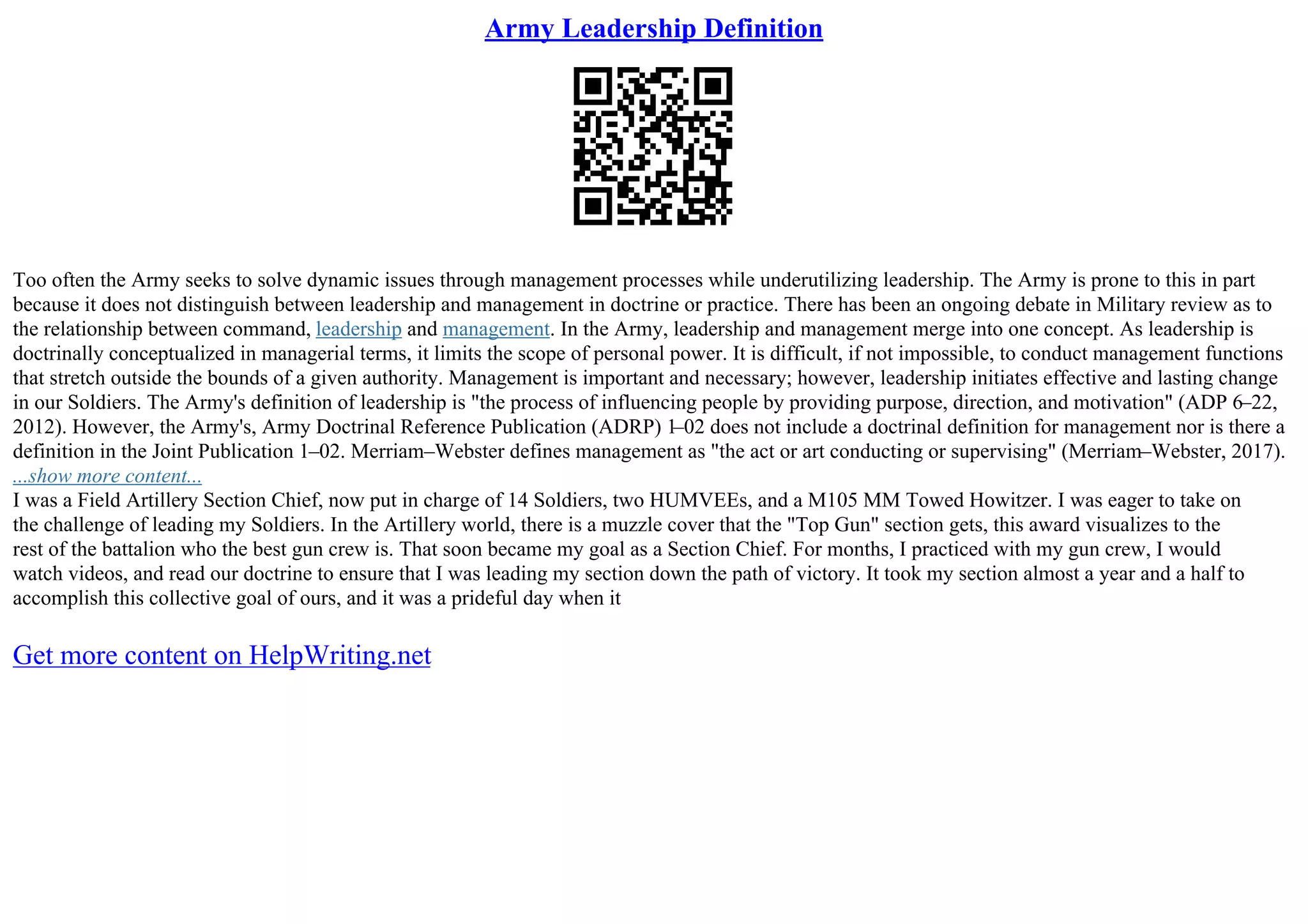 Army Leadership Styles | PDF