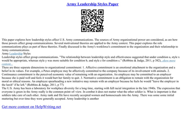 Army Leadership Styles | PDF | Executive Leadership & Management | Business