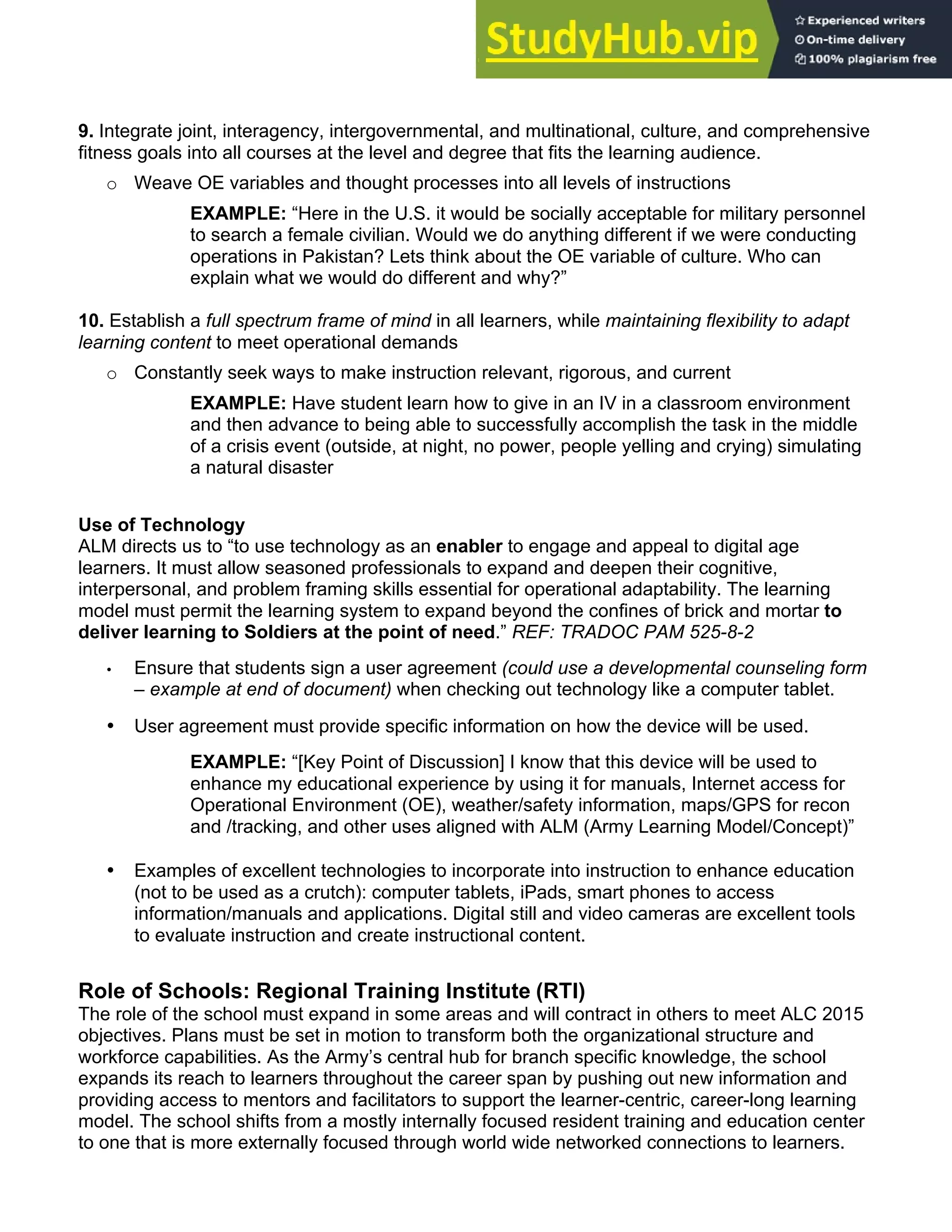 Army Learning Model Army Learning Concept 2015 Instructor ...