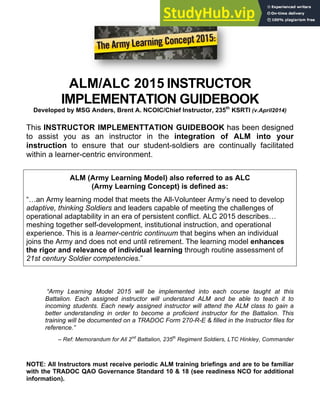 Army Learning Model Army Learning Concept 2015 Instructor ...