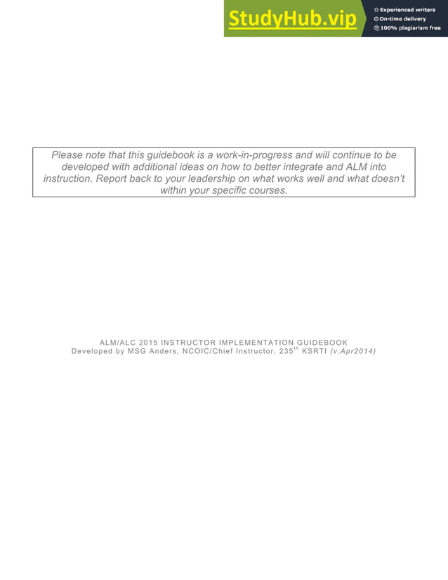 Army Learning Model Army Learning Concept 2015 Instructor ...