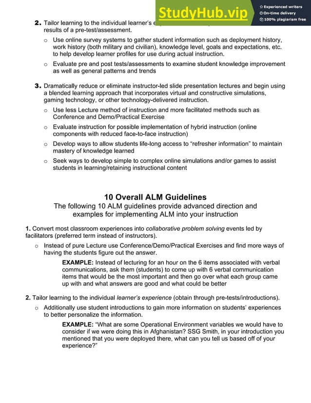 Army Learning Model Army Learning Concept 2015 Instructor ...