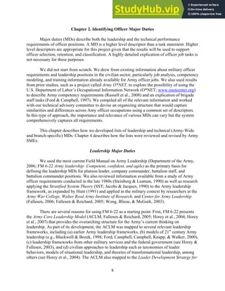 Army Officer Job Analysis Identifying Performance Requirements To ...