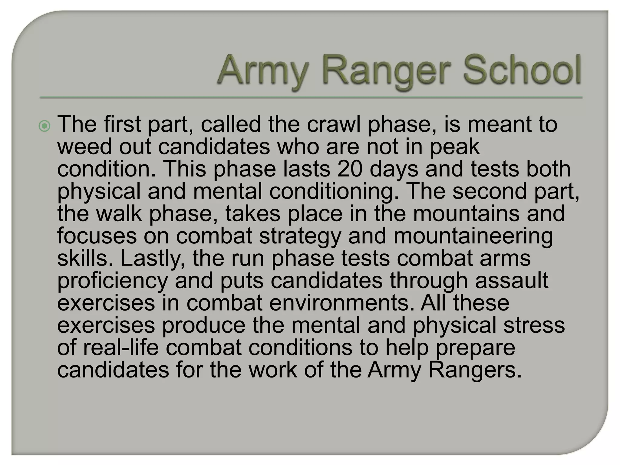 Army Ranger School Phases | PPTX