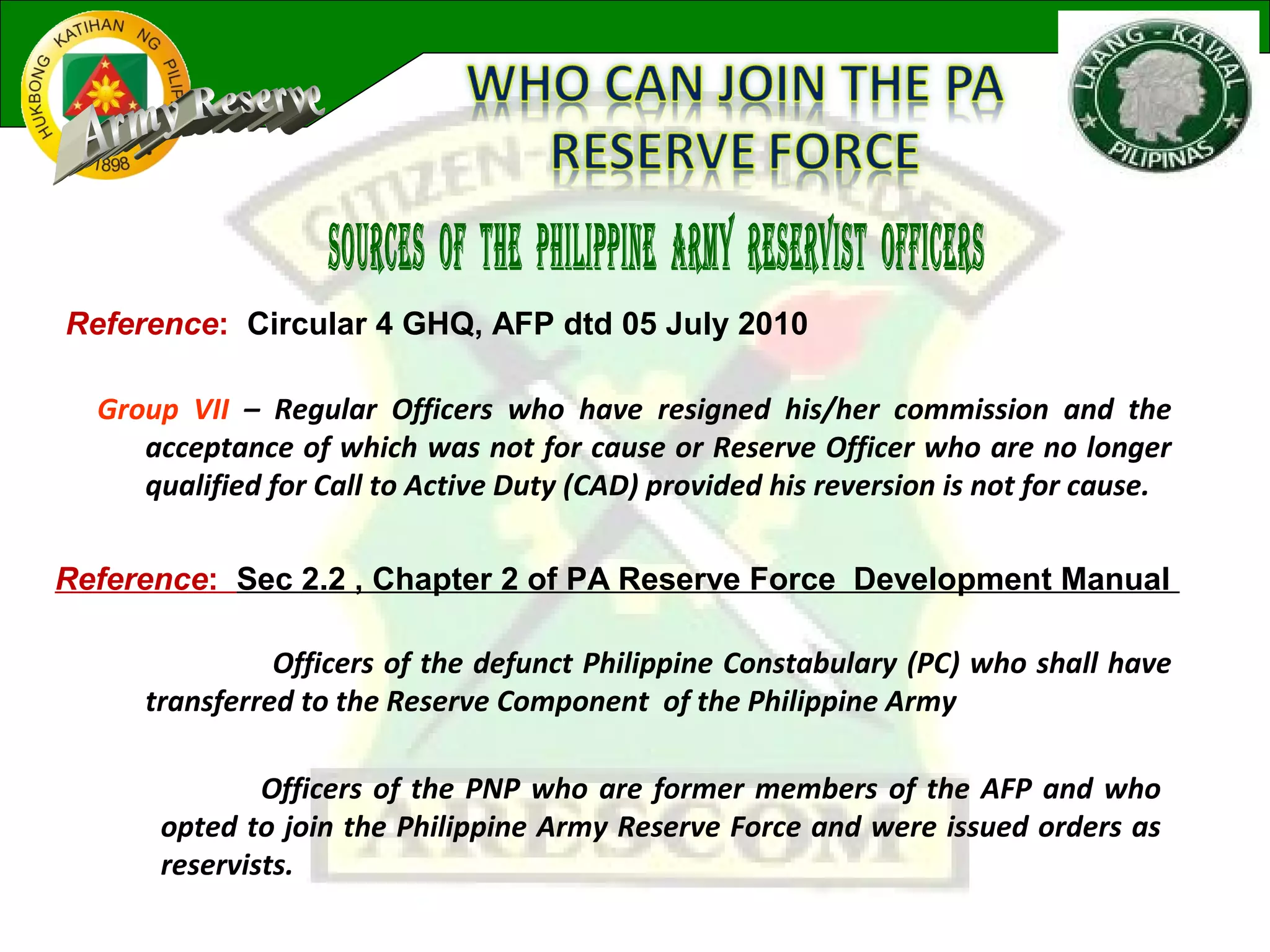 Army Reserve Force | PPT