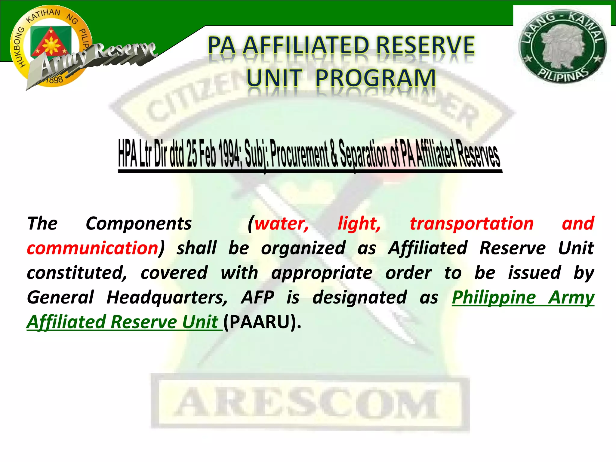 Army Reserve Force | PPT